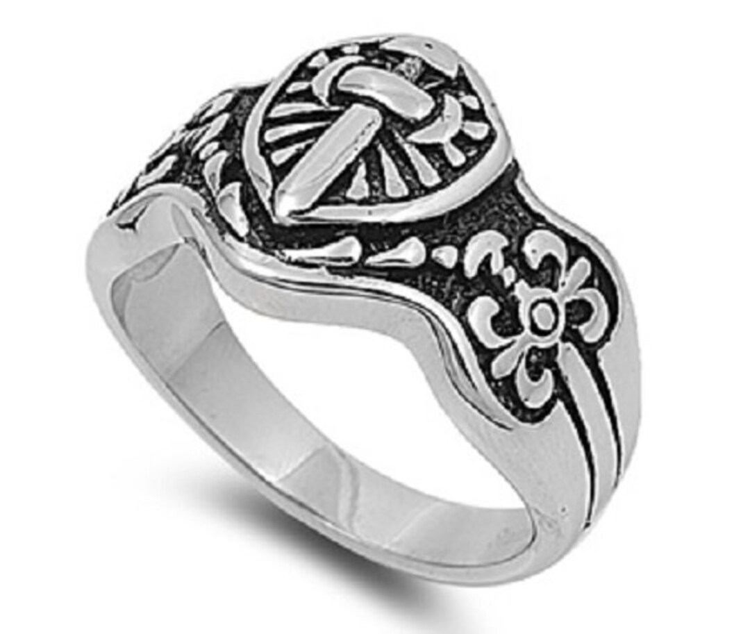 Men's SWORD & SHIELD Ring Stainless Steel Fast - Etsy