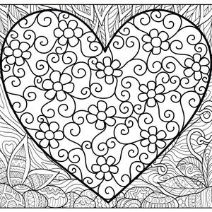Huge Coloring Poster - Heart Zentangle No. 8 - Etsy