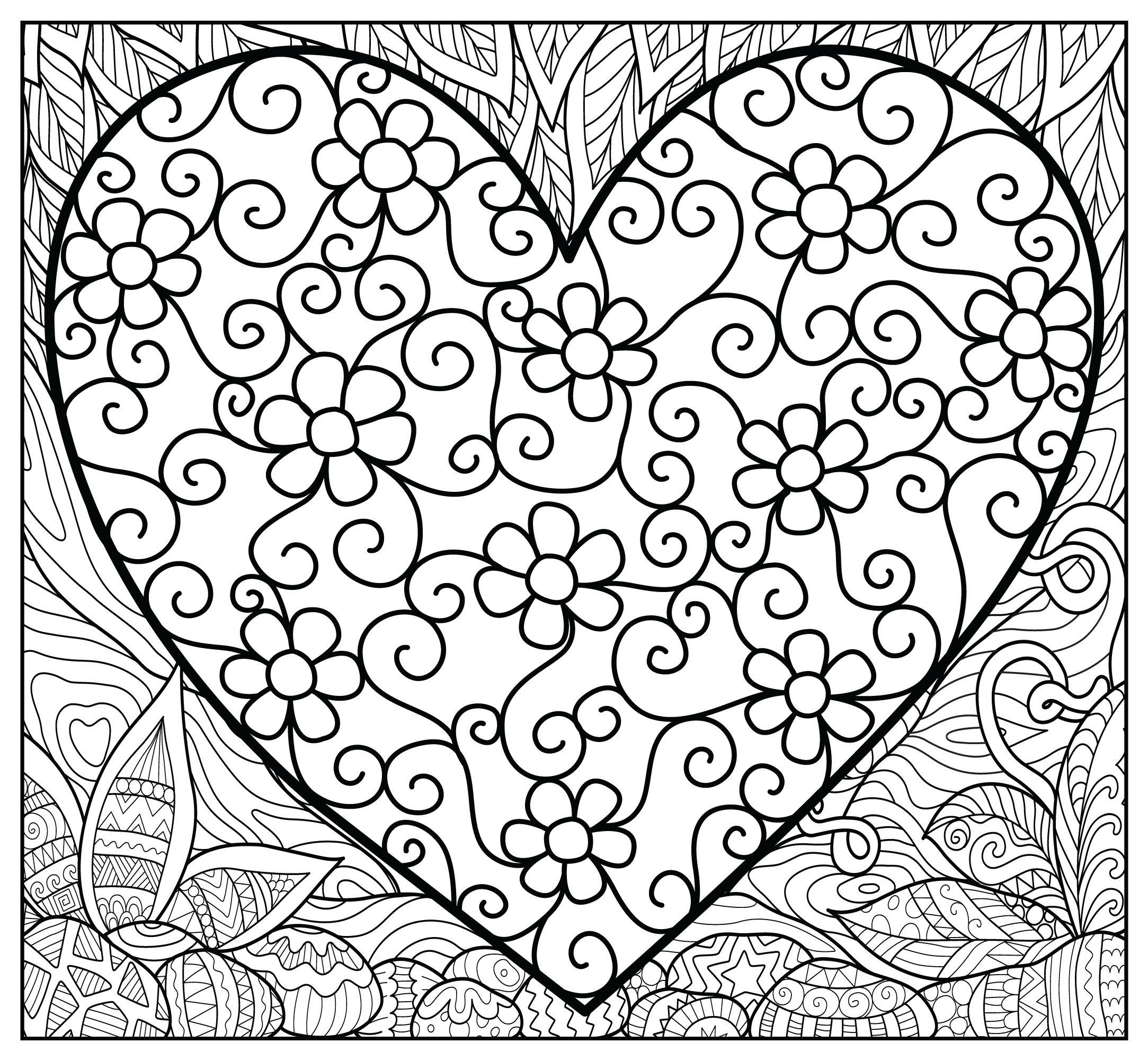 Huge Coloring Poster Heart Zentangle No. 8 | Etsy