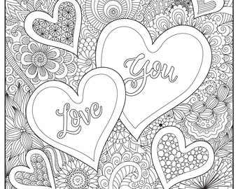 Huge Coloring Poster LOVE Zentangle No. 3 | Etsy