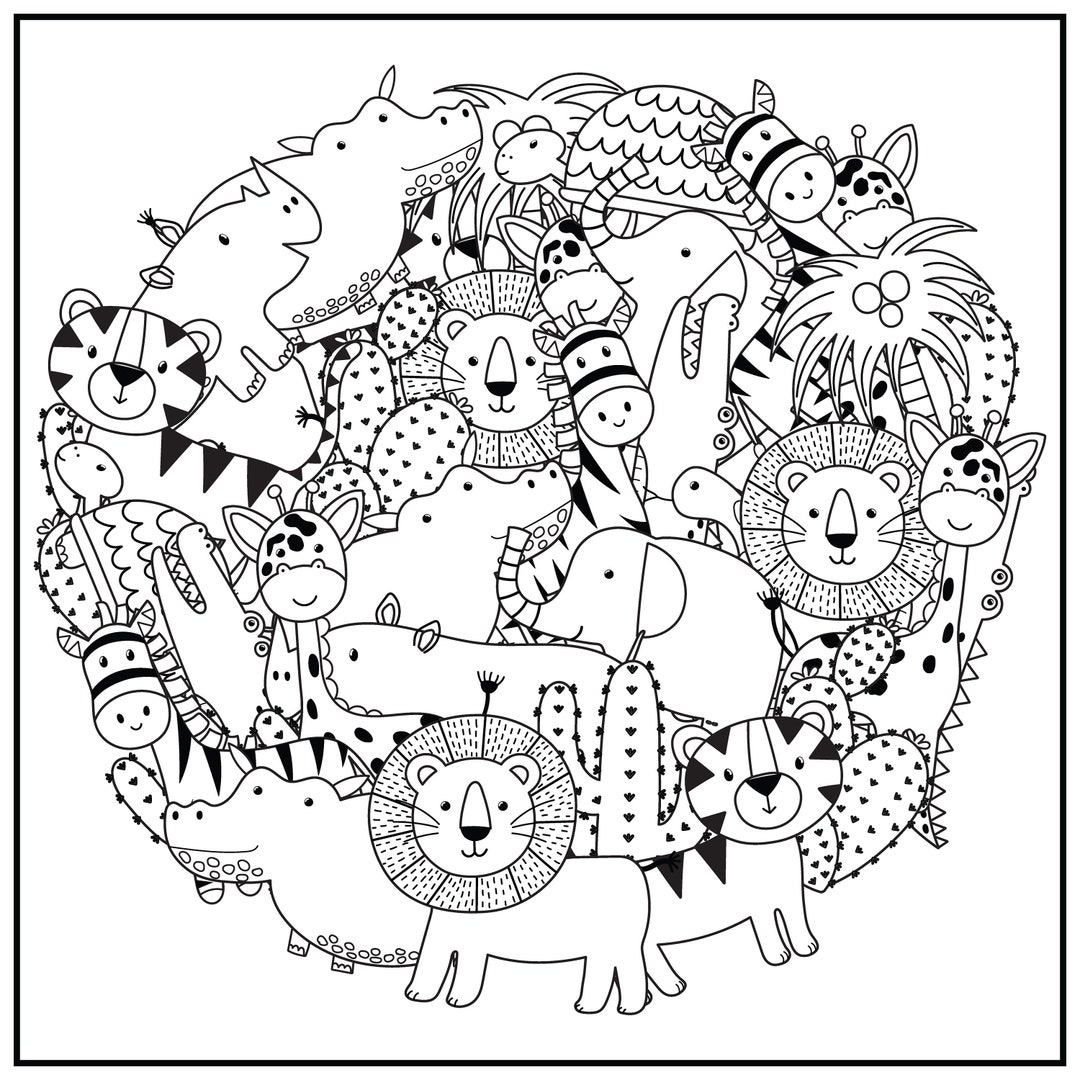 Huge Coloring Poster-safari Animals - Etsy