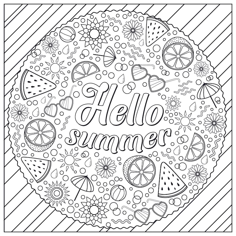 Huge Coloring Poster-hello Summer | Etsy