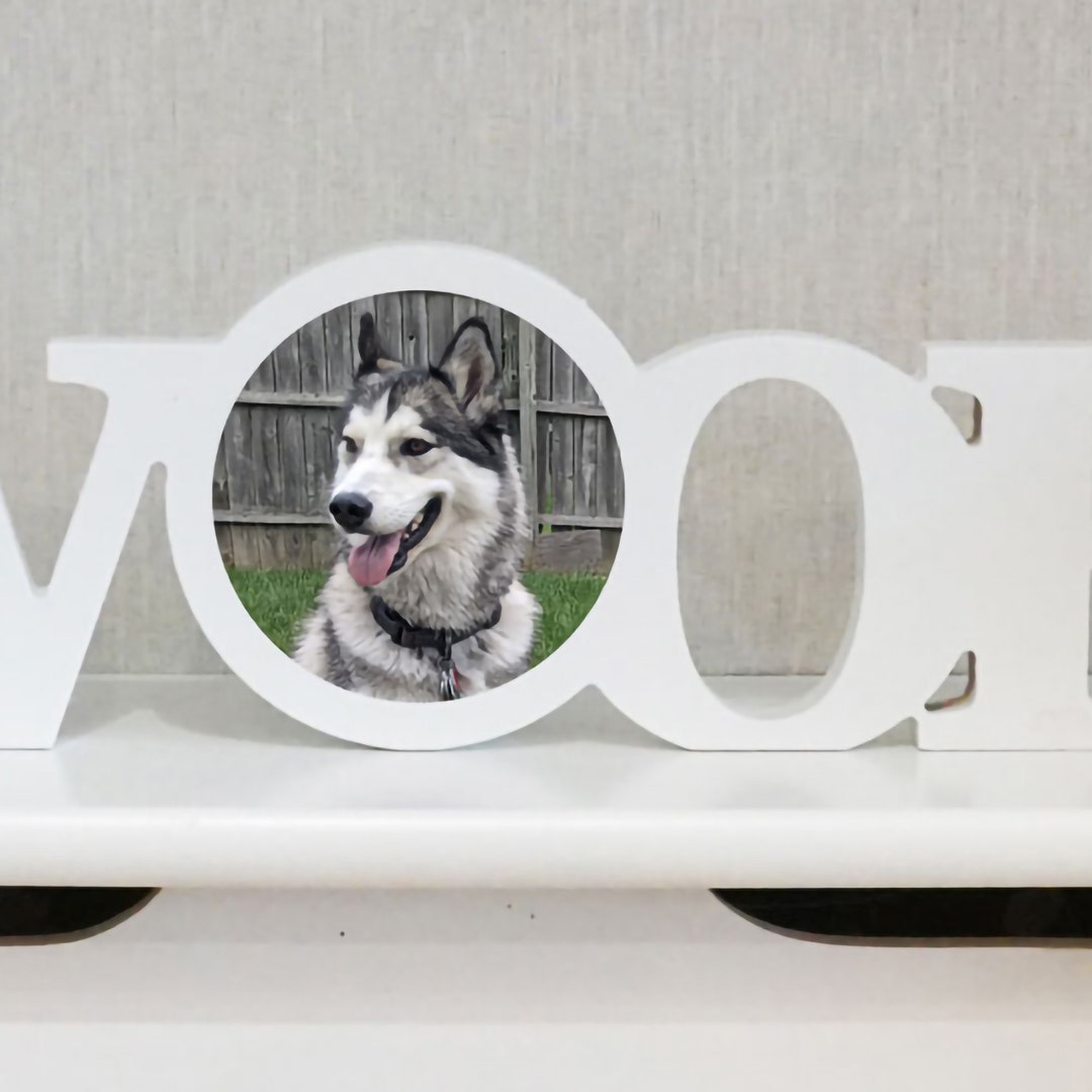 Wooden Photo Holder for Pets, "meow" OR "wolf" for Shelf - Etsy