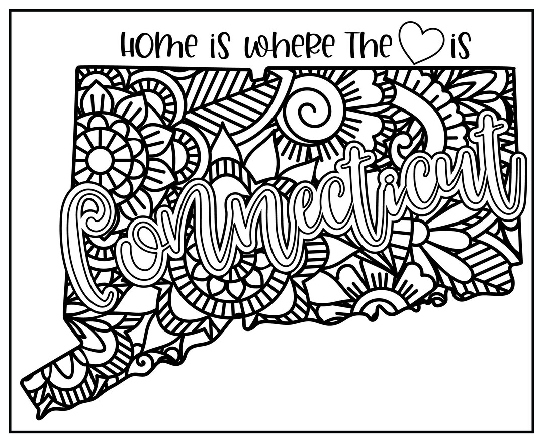Huge Coloring Poster - the State of Connecticut - Etsy