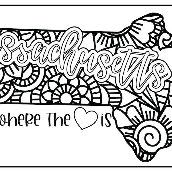 Massachusetts Coloring Page - Etsy