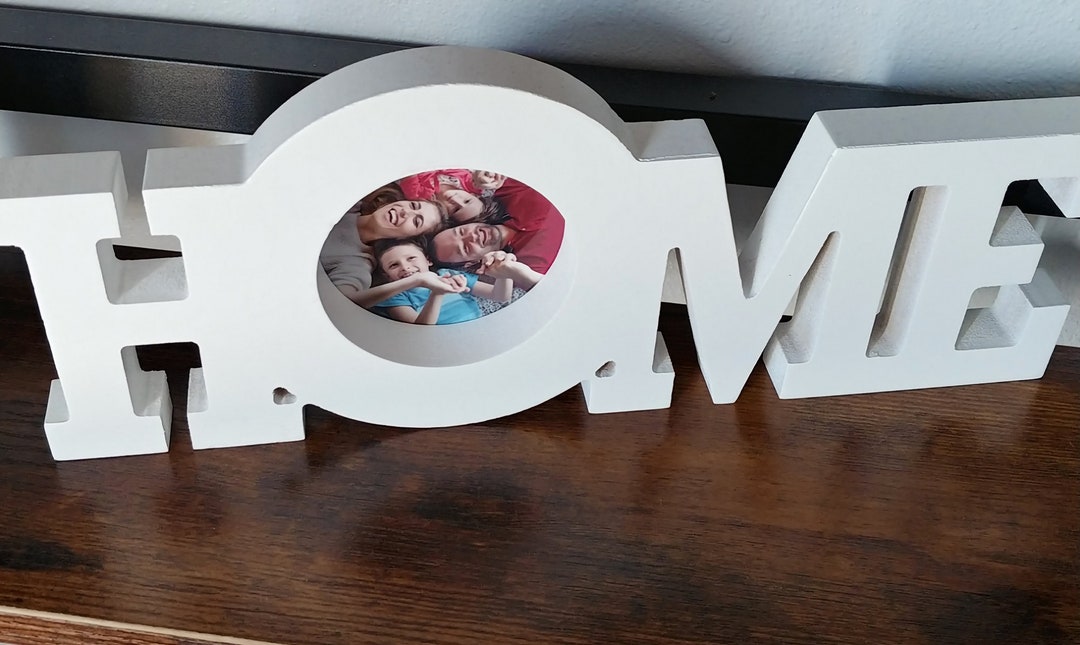 Home Freestanding Word Sign With Photo, "home", "love" or "welcome" for ...