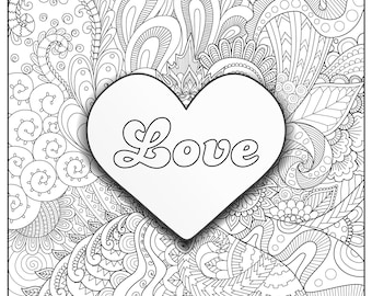 Huge Coloring Poster LOVE Zentangle No. 3 - Etsy