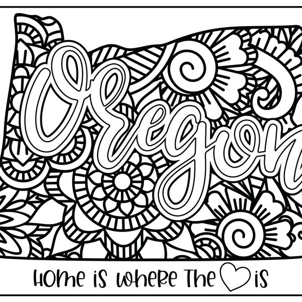 Oregon Coloring Pages - Etsy