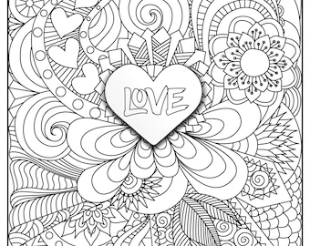 Huge Coloring Poster LOVE Zentangle No. 3 - Etsy