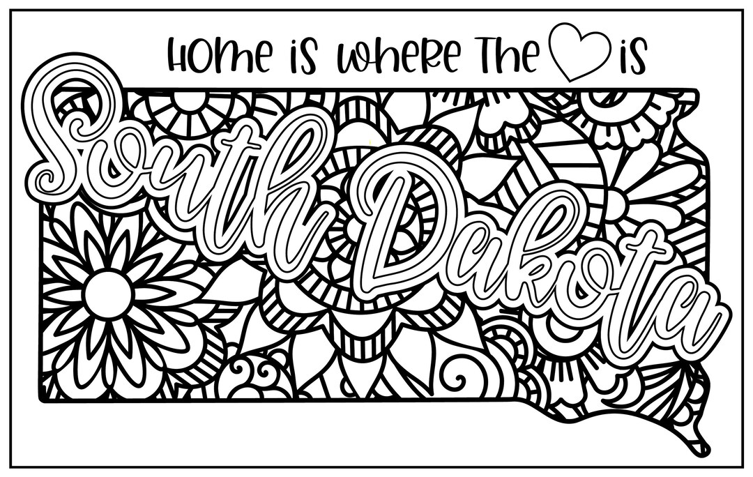 Huge Coloring Poster - the State of South Dakota - Etsy