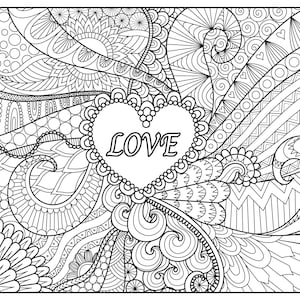 Huge Coloring Poster LOVE Zentangle No. 3 - Etsy
