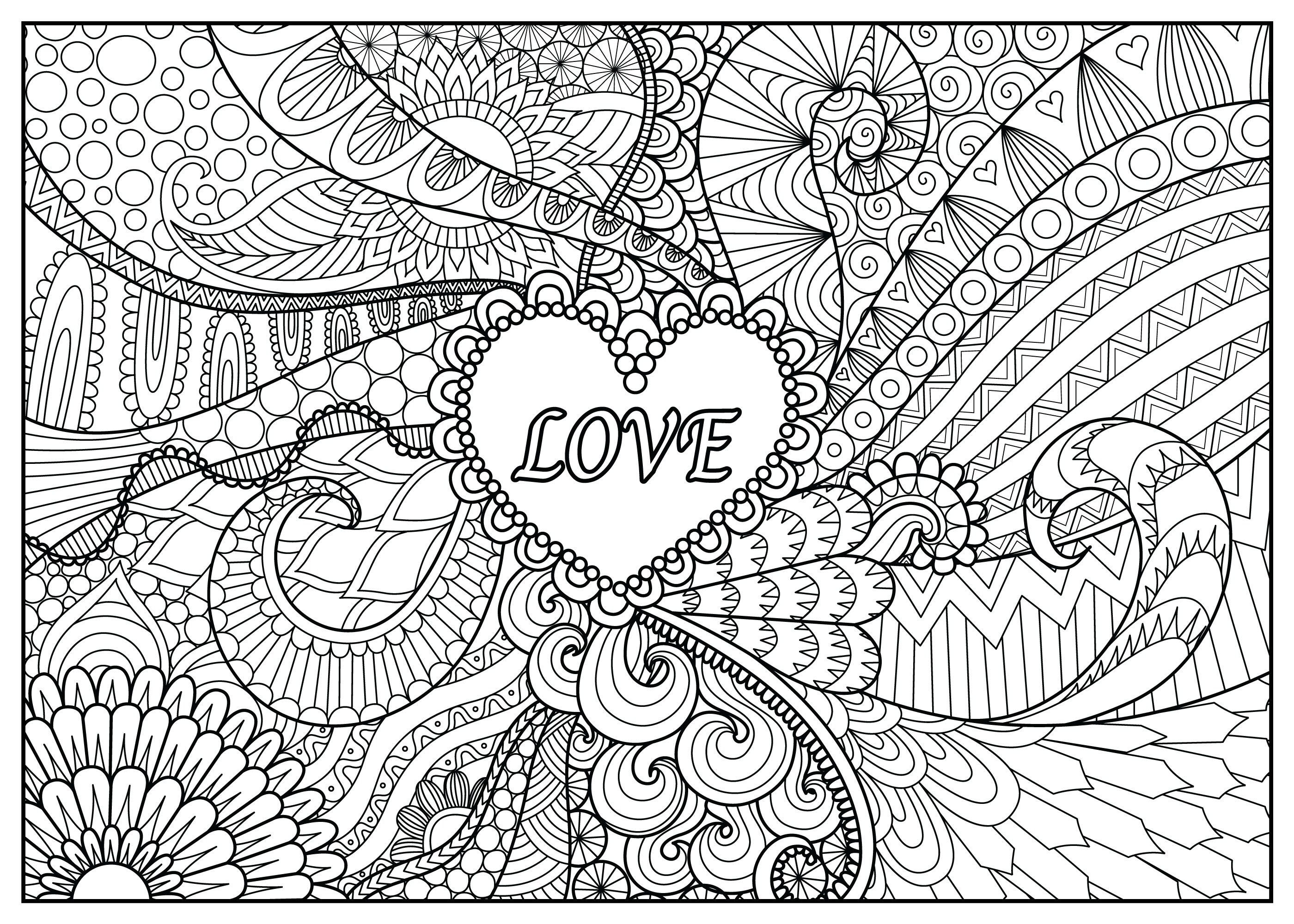 Huge Coloring Poster LOVE Zentangle No. 3 | Etsy