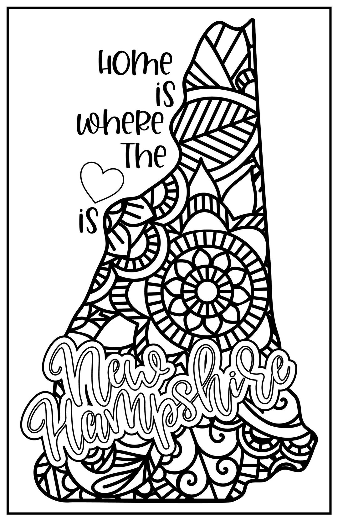 Huge Coloring Poster - the State of New Hampshire - Etsy