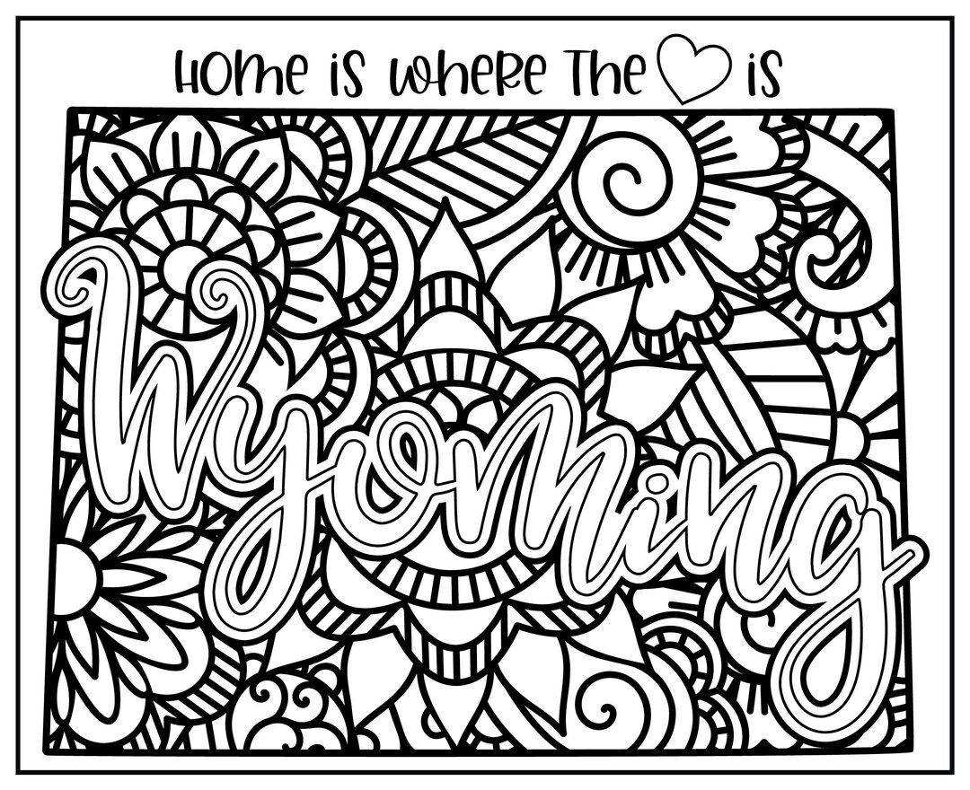 Huge Coloring Poster - the State of Wyoming - Etsy