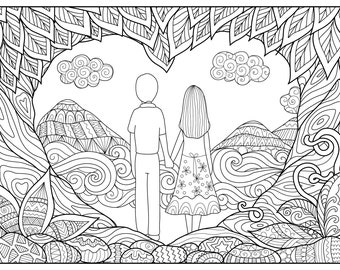Huge Coloring Poster LOVE Zentangle No. 3 | Etsy