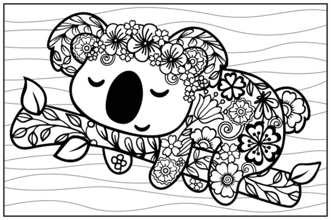 Huge Coloring Poster-koala Zentangle - Etsy