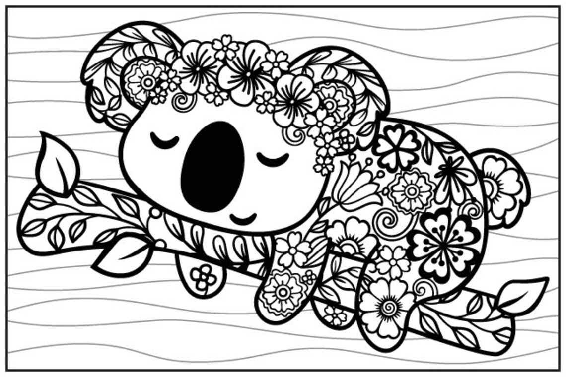 Huge Coloring Poster-koala Zentangle | Etsy