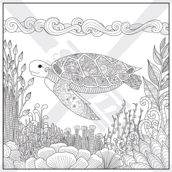 Huge Coloring Poster Sea Turtle - Etsy