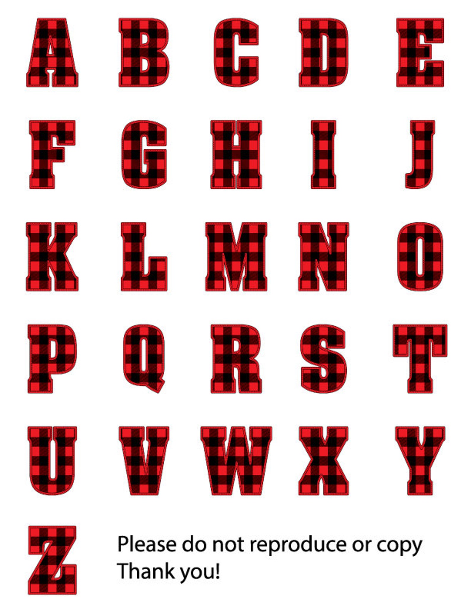 Buffalo Plaid, Black & Red Plaid, Billboard, Graphic Font, Letter ...