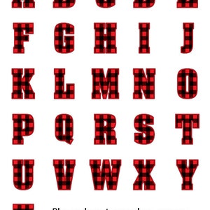 Buffalo Plaid Alphabet: Red & Black Billboard Letters (digital Download ...