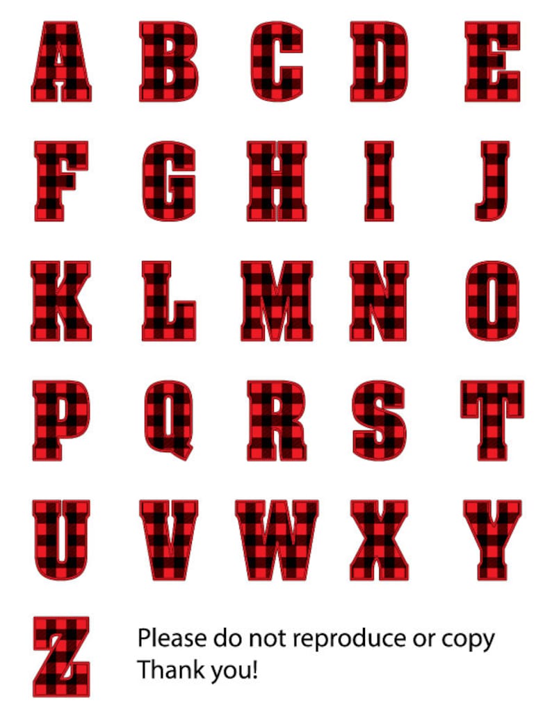 Buffalo Plaid, Black & Red Plaid, Billboard, Graphic Font, Letter ...