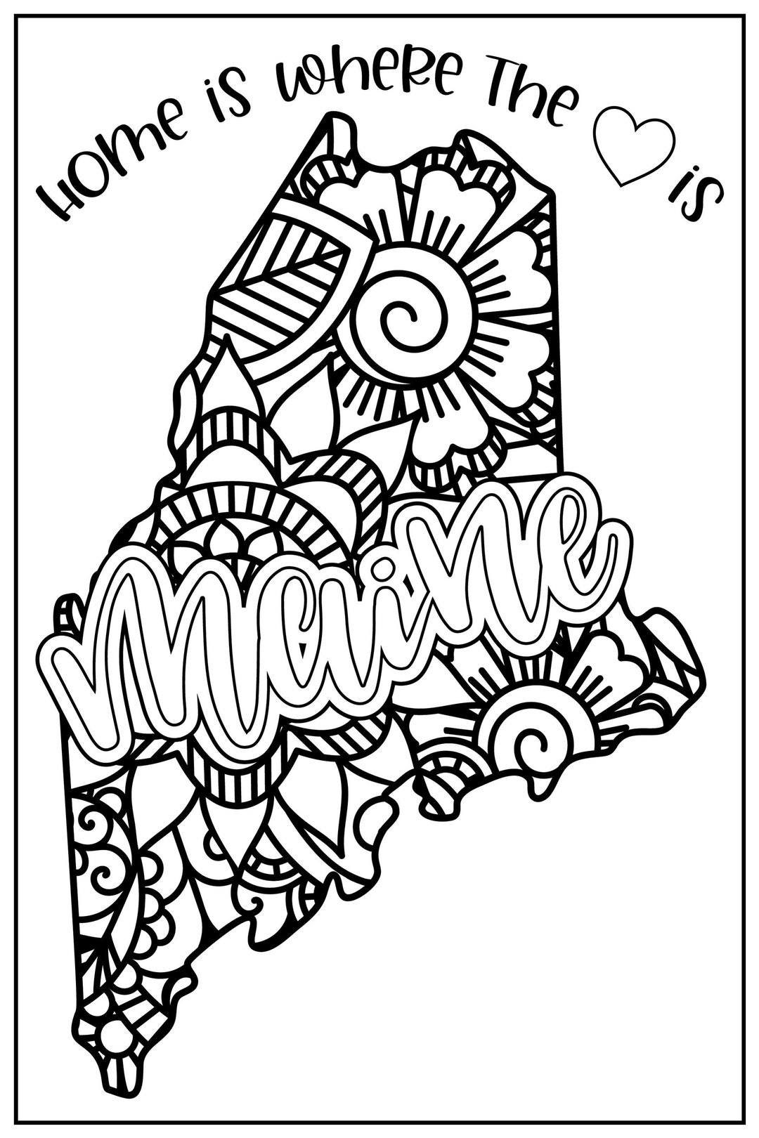 Huge Coloring Poster - the State of Maine - Etsy