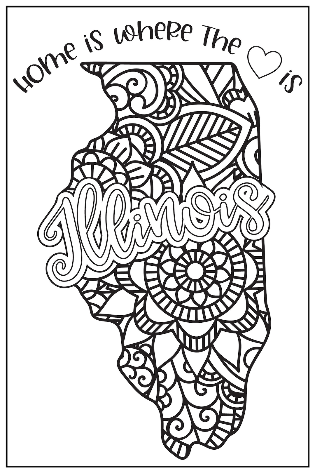 Huge Coloring Poster - the State of Illinois - Etsy