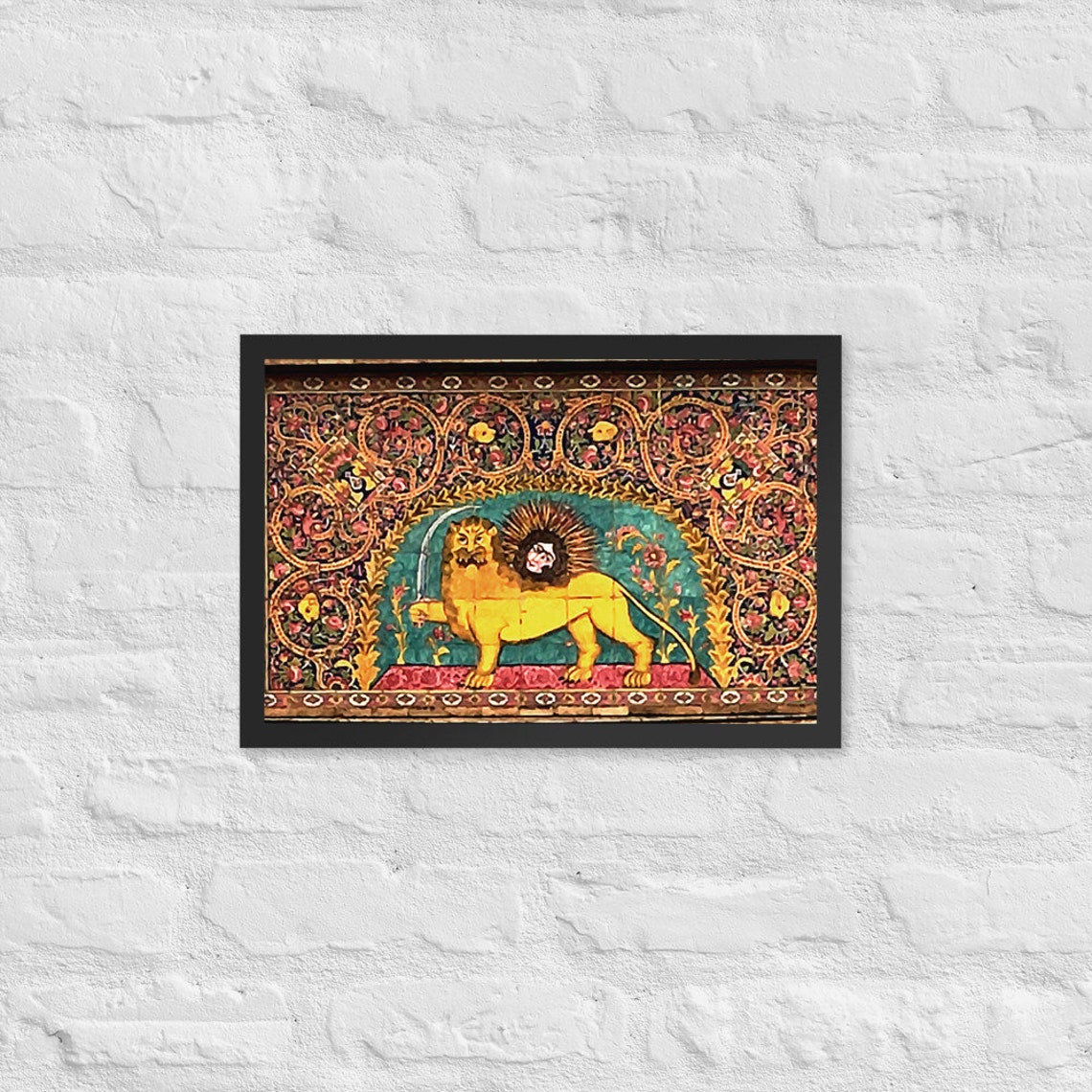 Shir O Khorshid Golestan Palace Persian Matte Framed Print Wall Decor ...