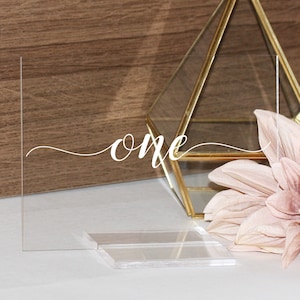 Custom Acrylic Table Numbers With Stand Minimalist Lucite Clear Wedding ...
