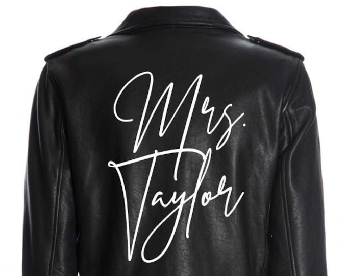 Custom Mrs. Leather Jacket Iron on Heat Transfer Mrs. Jacket Mrs. Denim ...
