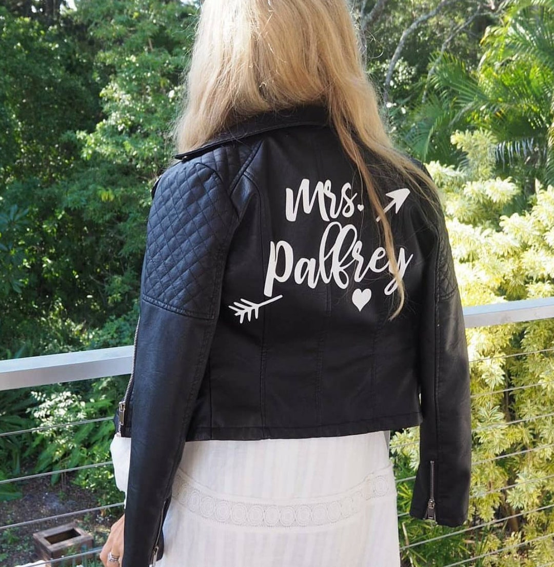 Custom Mrs. Leather Jacket Iron on Heat Transfer, Mrs. Jacket, Mrs. Denim Jacket, Personalized ...