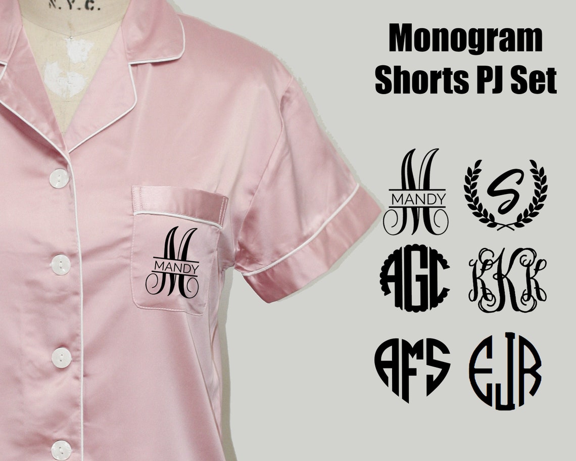 Monogram PJ set Satin PJs Bridesmaids Gifts Getting Ready | Etsy