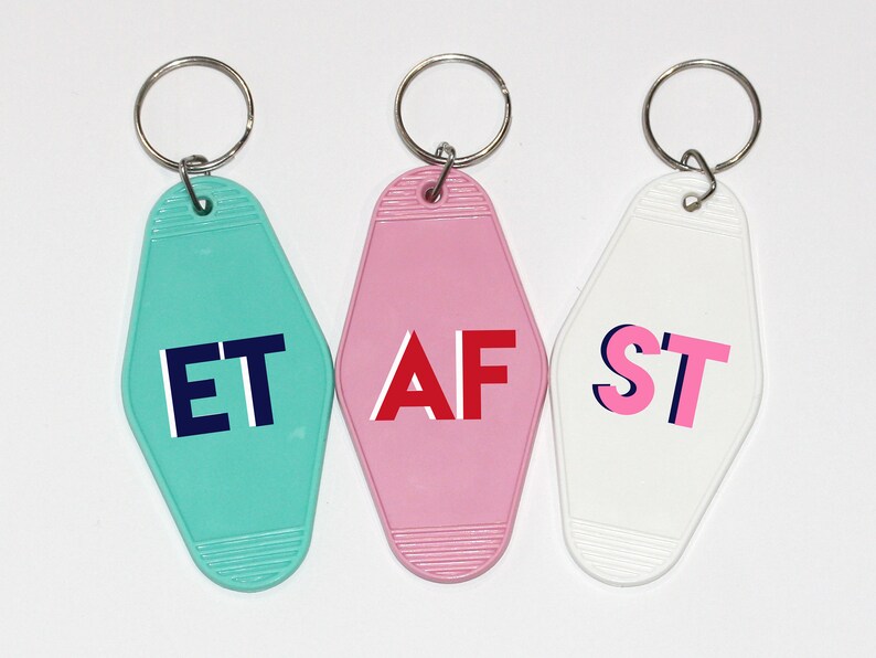 Personalized Shadow Monogram Retro Motel Keychain Custom - Etsy