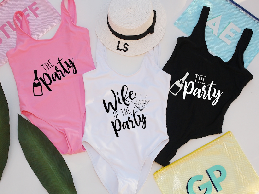 Personalized One Piece Swim Suits, Custom Bachelorette Party Swimsuits ...