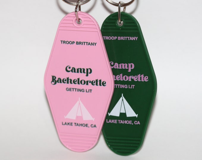 Set of 10 Camp Bachelorette Favors Retro Motel Keychains Custom ...