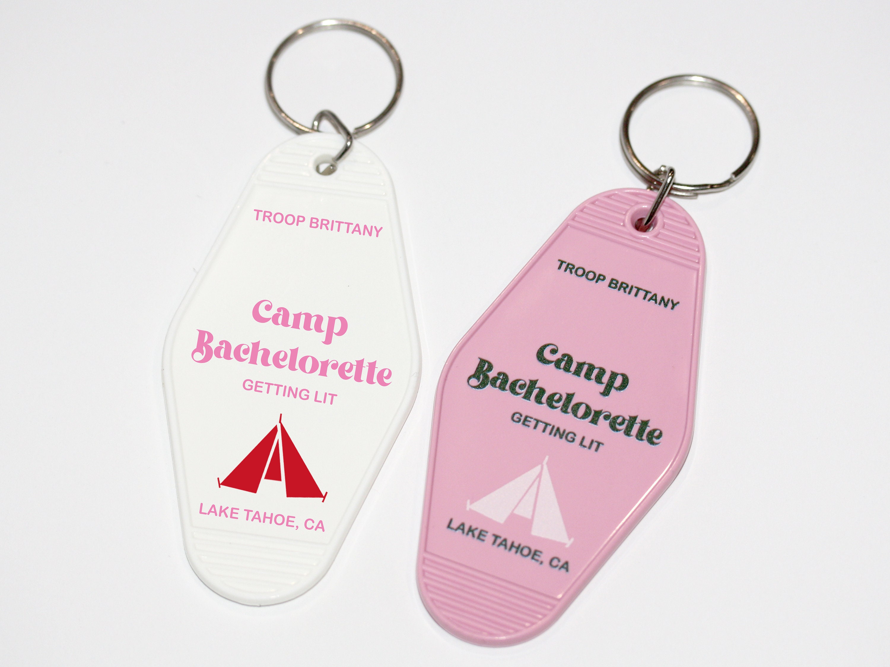 Set of 10 Camp Bachelorette Favors Retro Motel Keychains Custom ...