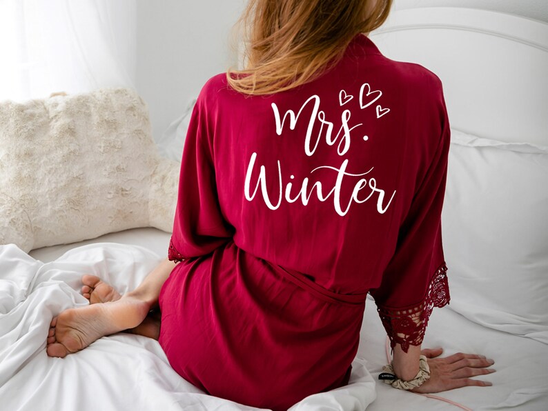 Bridal Robe With Lace Mrs Robe Personalized Cotton Honeymoon - Etsy