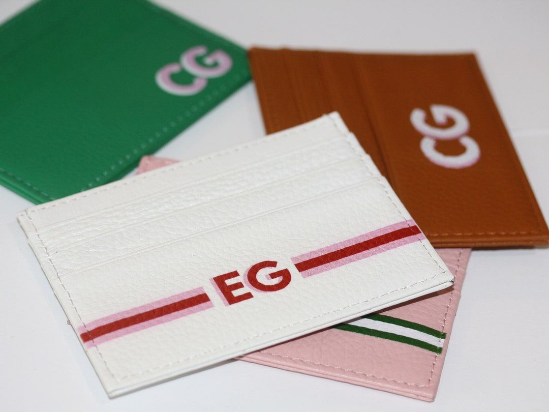 Personalized Slim Card Wallet With Printed Shadow Monogram - Etsy