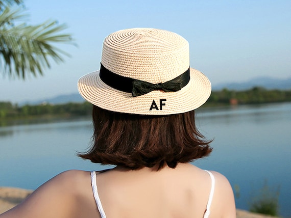 Mrs. Boater Hat Custom Sun Hat Flat Short Brim Newly Engaged - Etsy