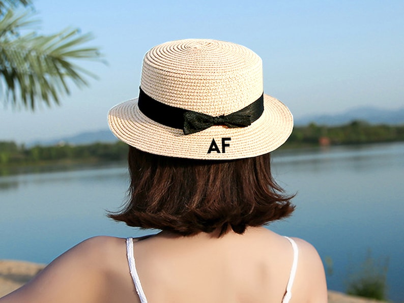 Mrs. Boater Hat, Custom Sun Hat Flat Short Brim Newly Engaged Gift Mrs ...