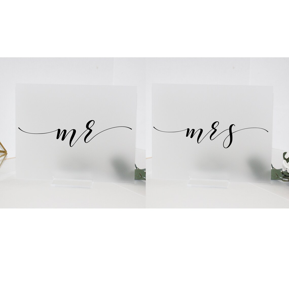 SET OF 2, Acrylic Mr Mrs Tabletop Signs, Mr and Mrs Sign, Table Sign ...