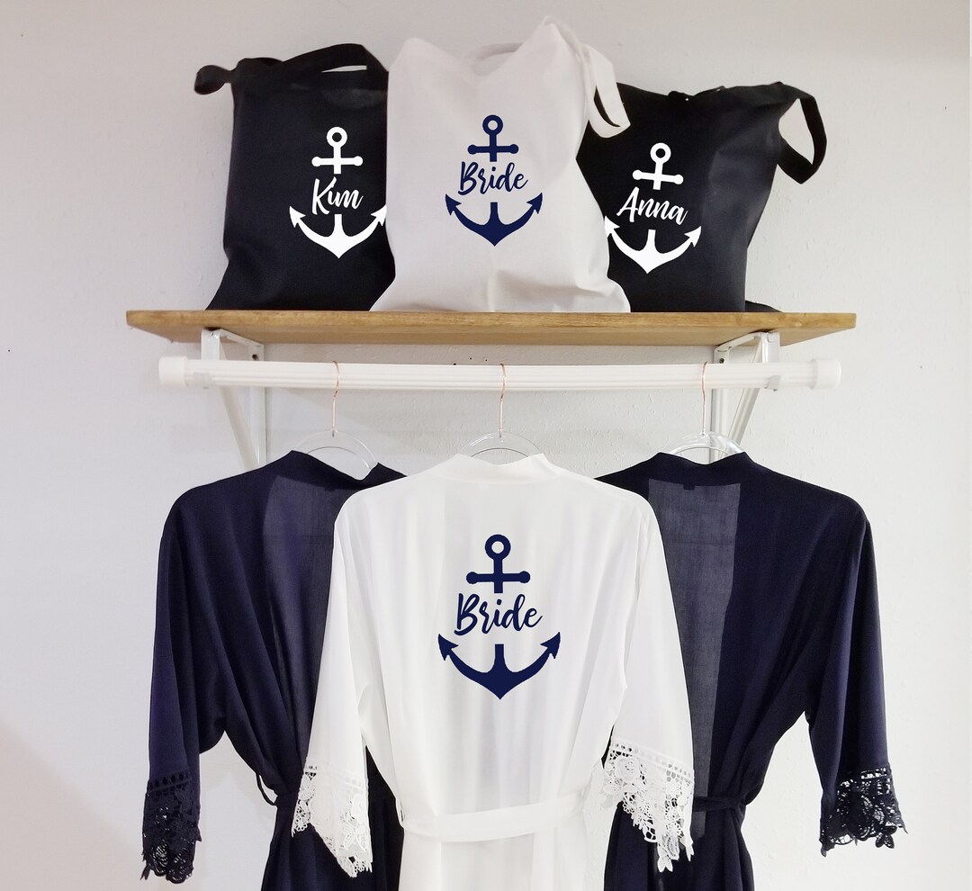 Nautical Bridesmaid Gift, One Size, Bridesmaid Robe, Personalized, With ...