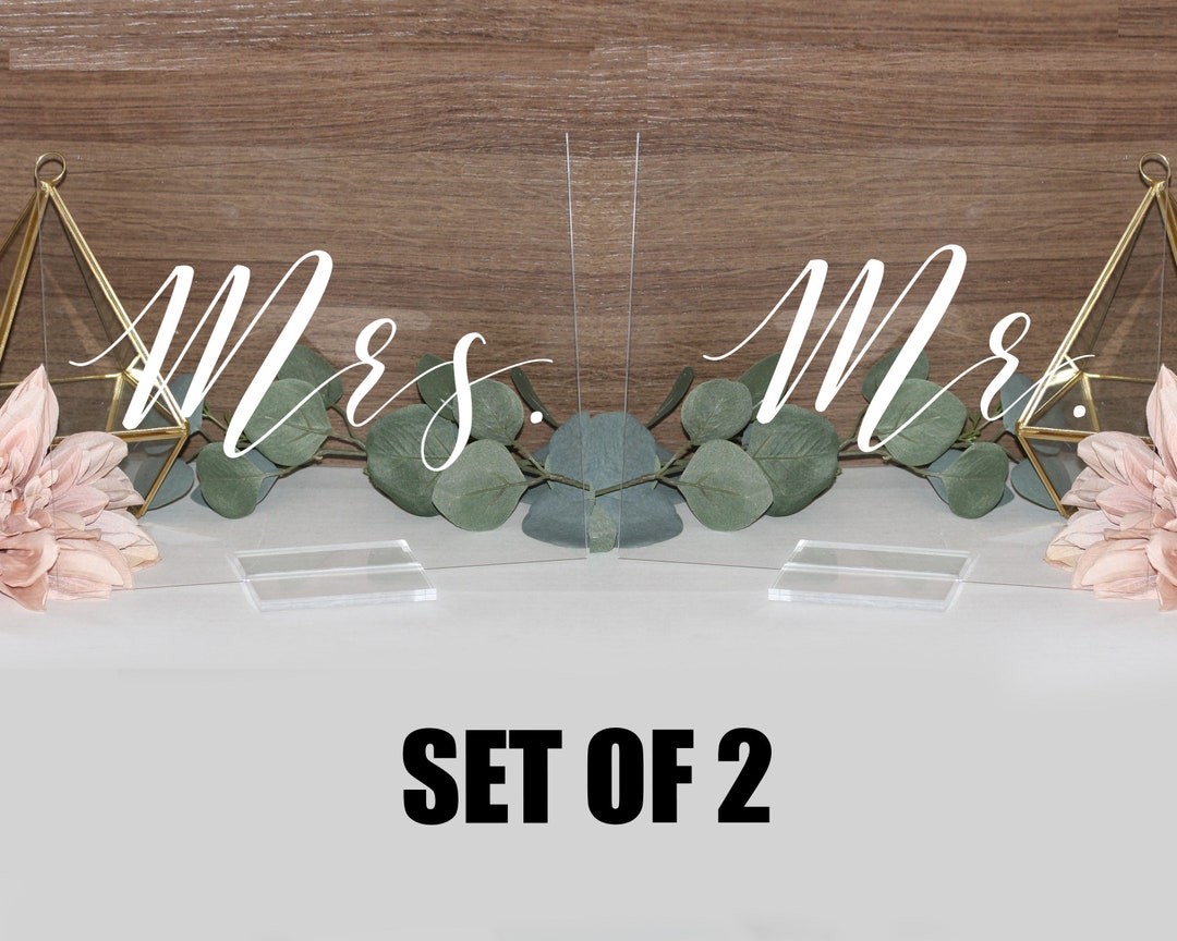 SET OF 2, Acrylic Mr Mrs Tabletop Signs, Mr and Mrs Sign, Table Sign ...