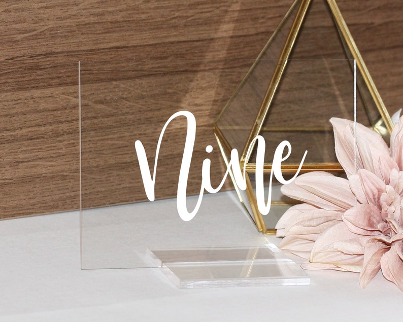 Custom Acrylic Table Numbers with stand Minimalist Wedding | Etsy