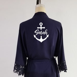 Nautical Bridesmaid Gift, One Size, Bridesmaid Robe, Personalized, With ...