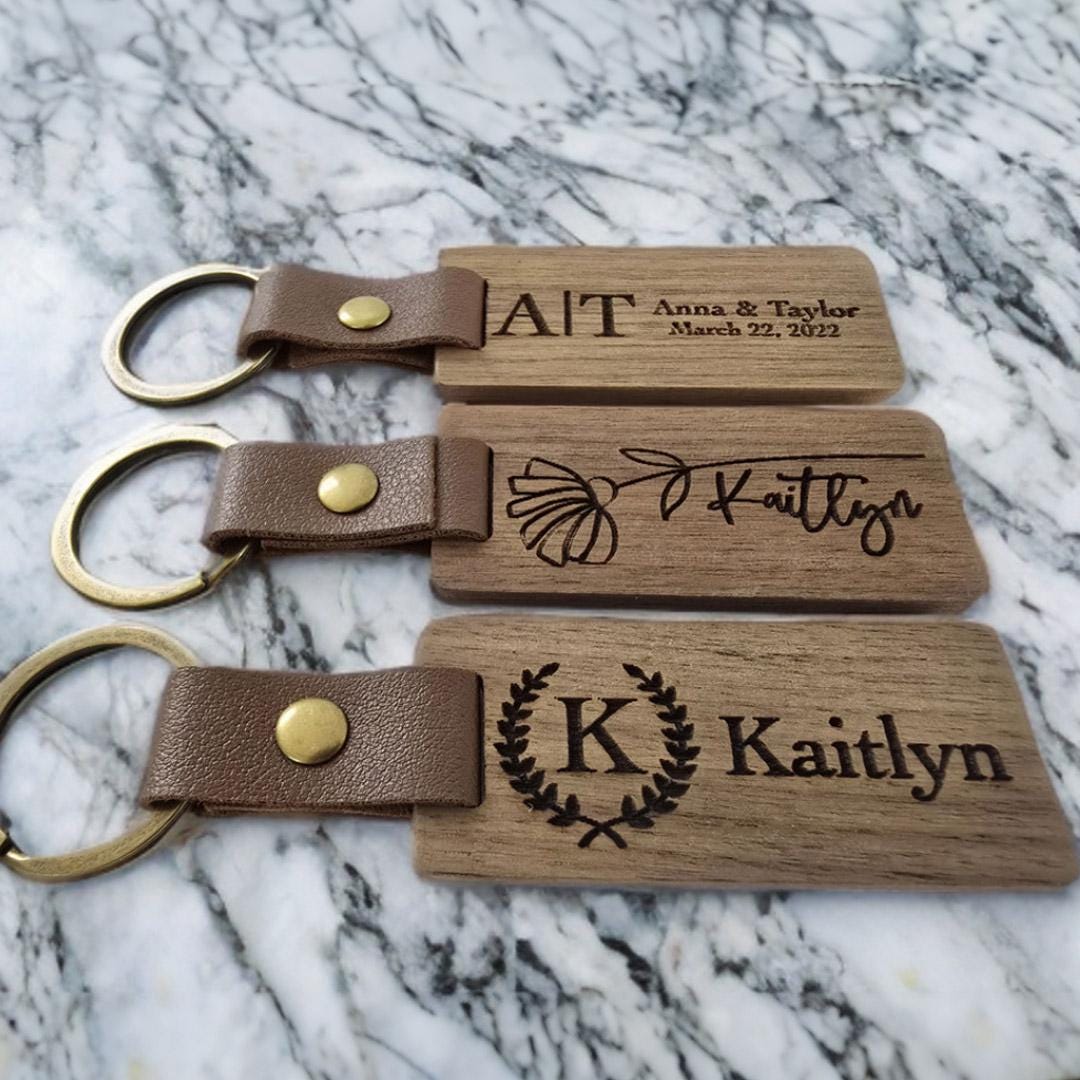 Engraved Wooden Keychains | Boho Rustic Gift | Bridesmaid Gifts ...