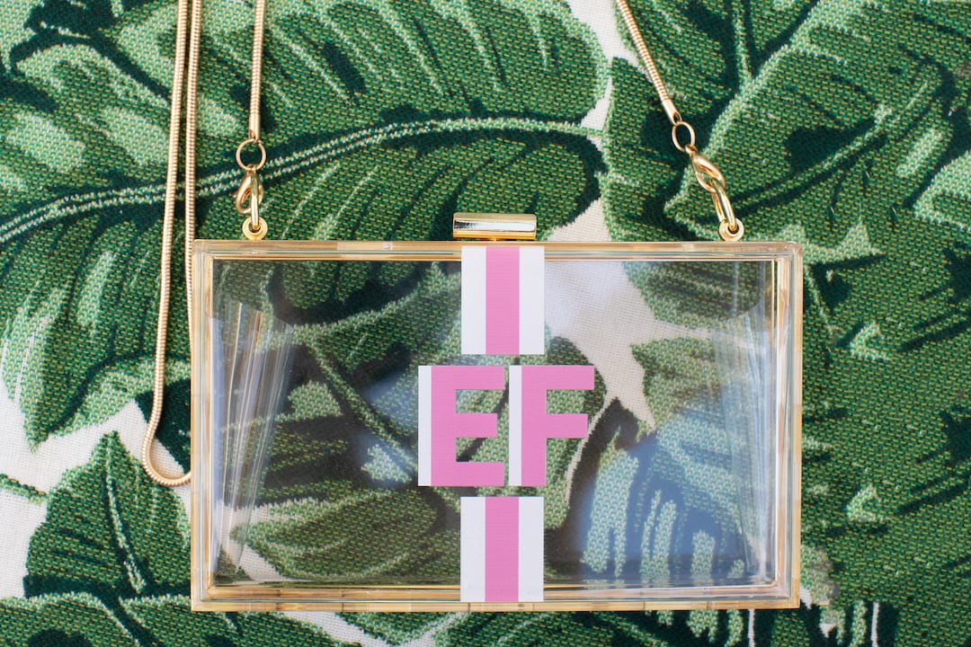 Shadow Monogram Acrylic Clutch Bag, Initial Name Personalized Stadium ...