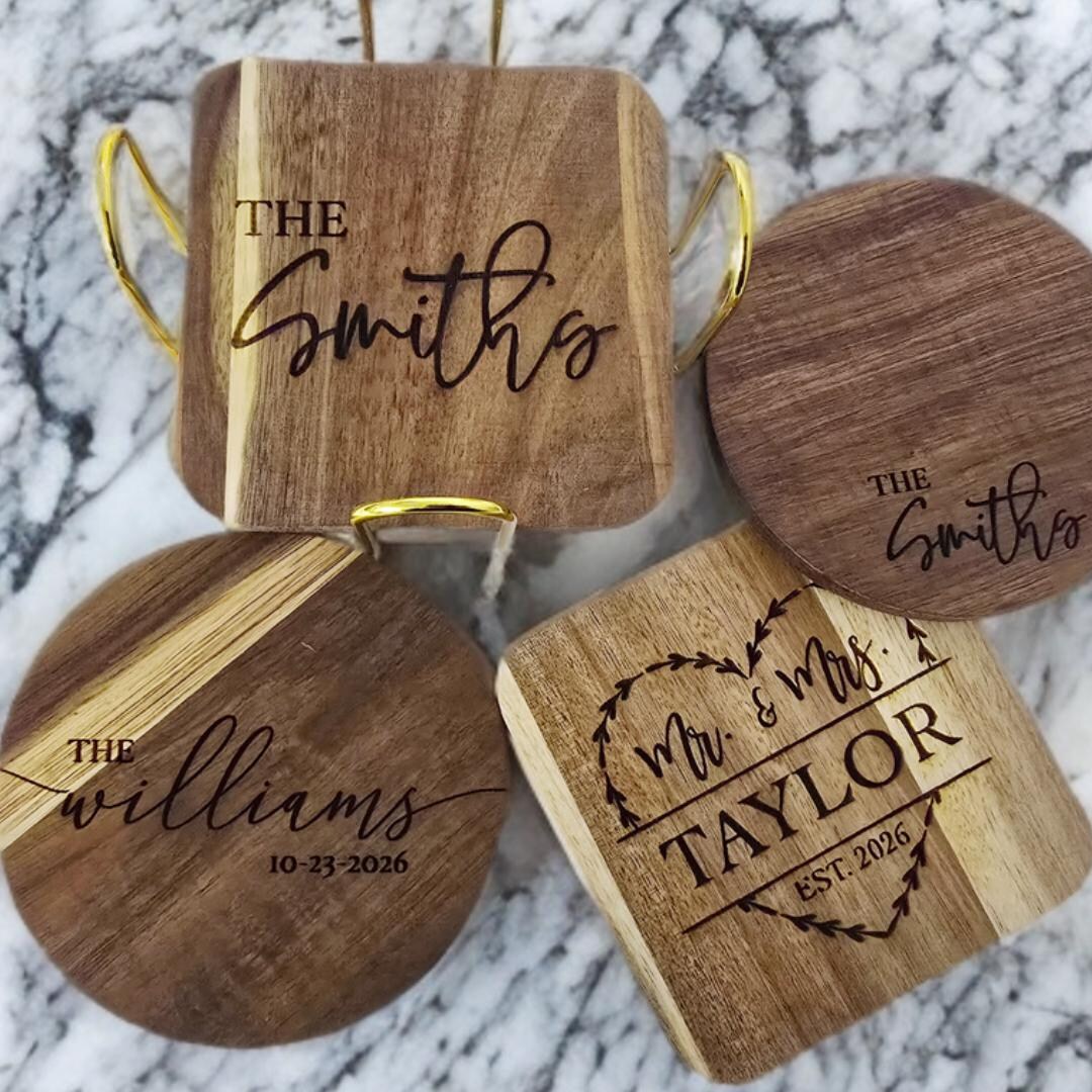 Engraved Wooden Coasters | Custom Unique Wedding Gift | Personalized ...