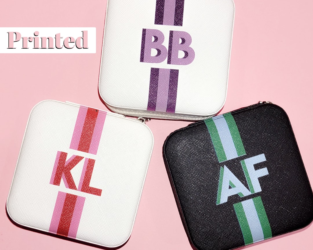 Shadow Monogram Travel Jewelry Case, Personalized Custom Printed ...