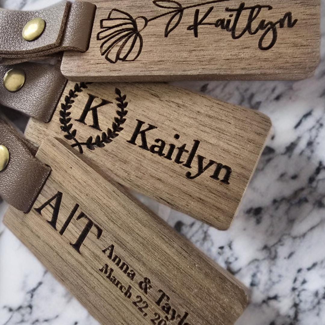 Engraved Wooden Keychains | Boho Rustic Gift | Bridesmaid Gifts ...